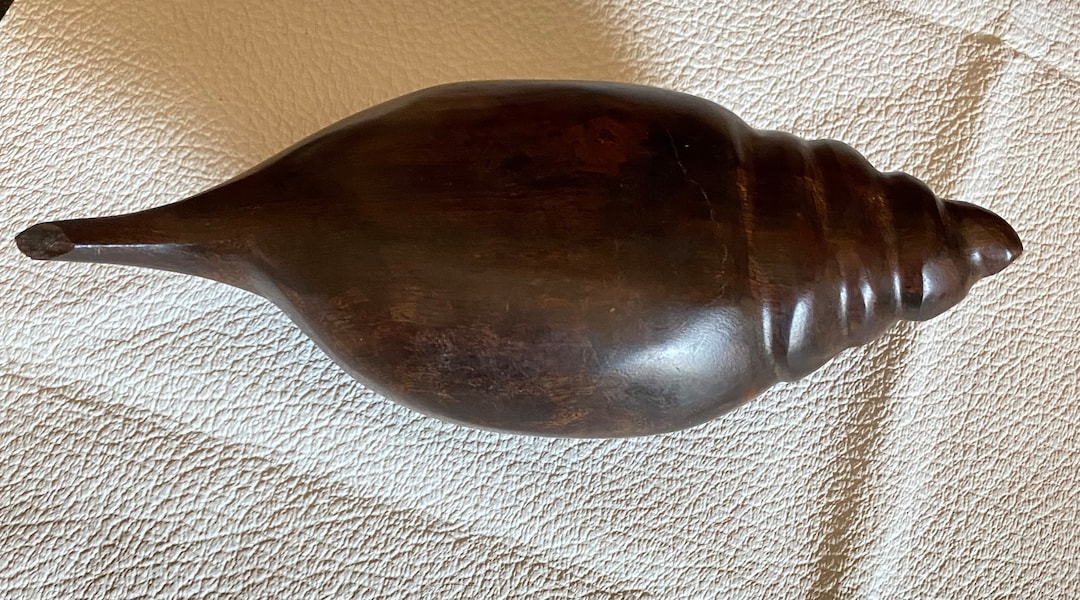 Vintage Handmade Wooden Sea Shell Snail Carved Walnut Wood - Etsy