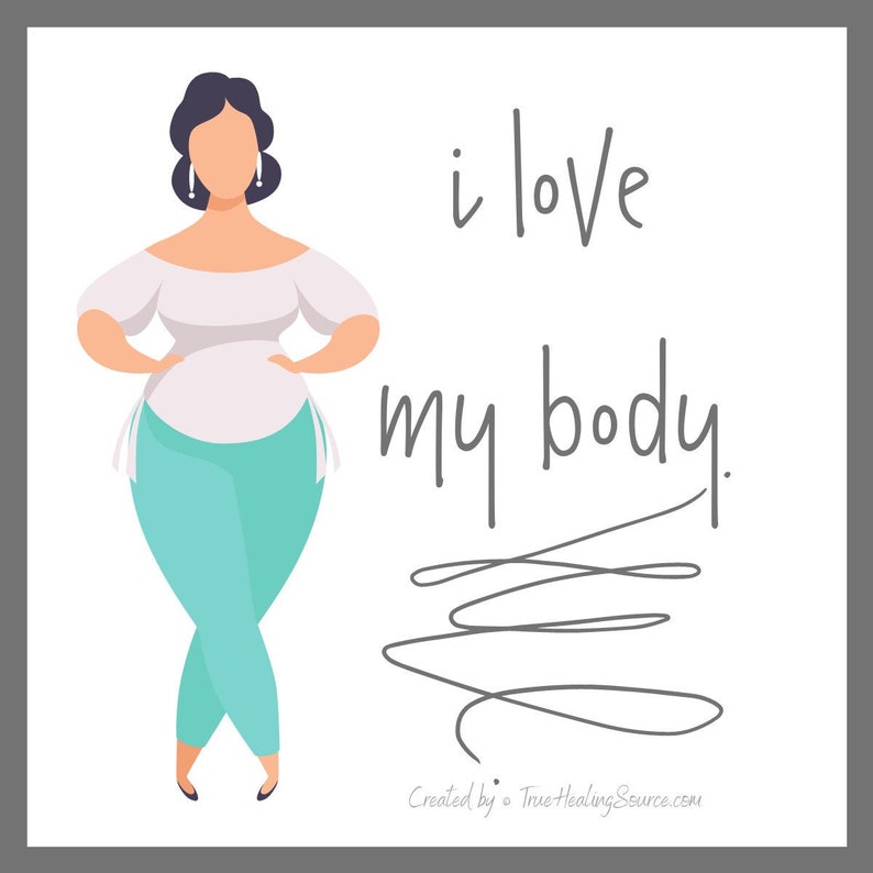 Printable Self Love Affirmations, Body Positive Thought Cards, Vision ...