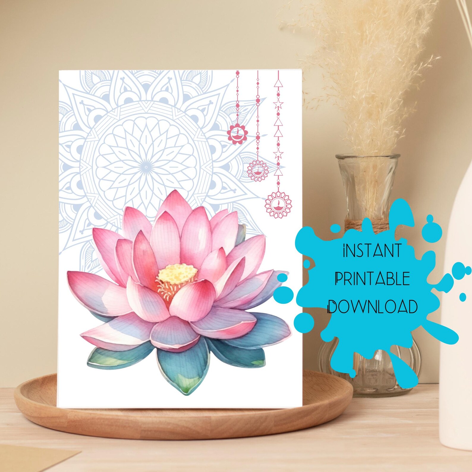 Mandala Lotus Blank Card, Friendship Spiritual Yoga, Digital Download ...