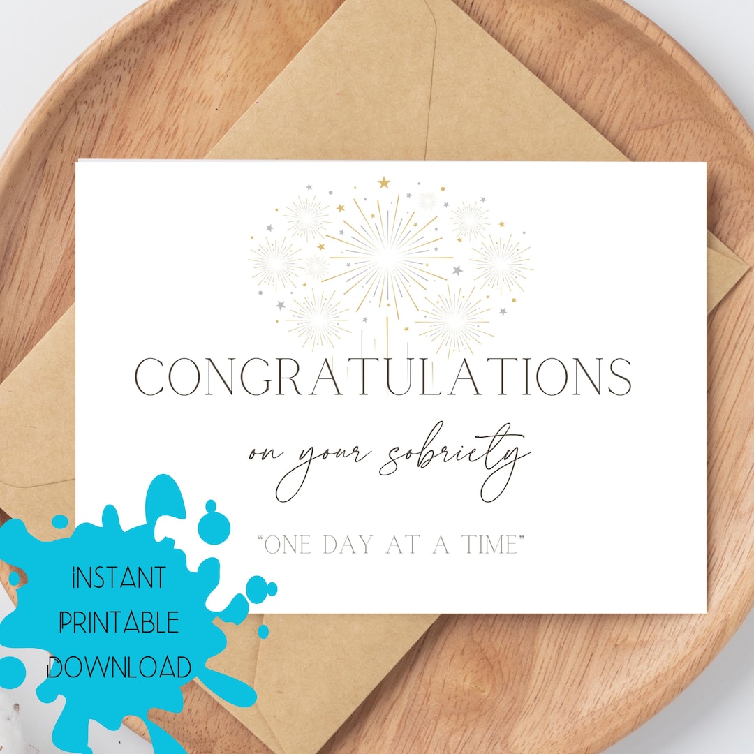 Congratulations Sobriety Card, AA Addiction Recovery, Digital Download ...