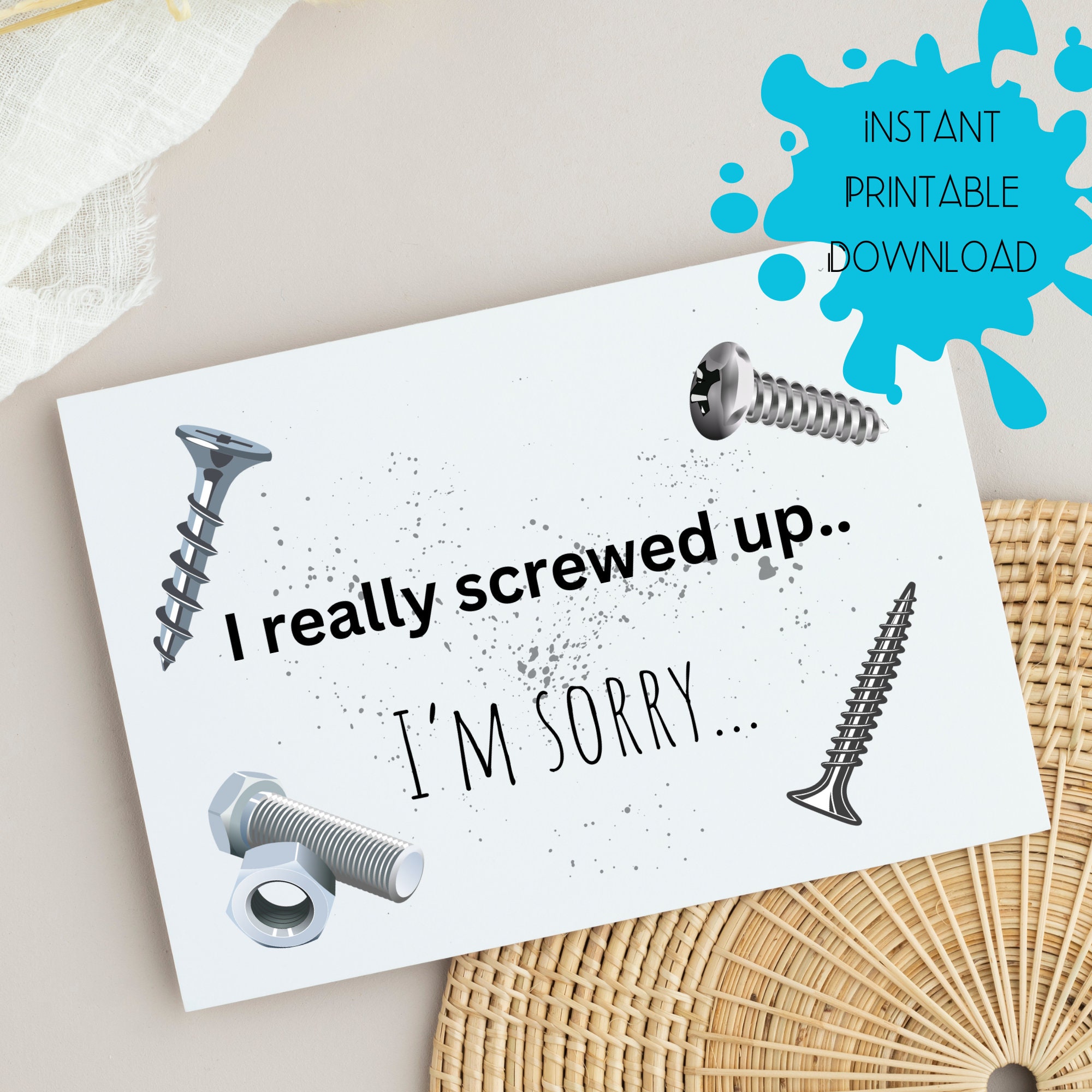 Printable I'm Sorry Card, Instant Download Apology Card, Digital ...