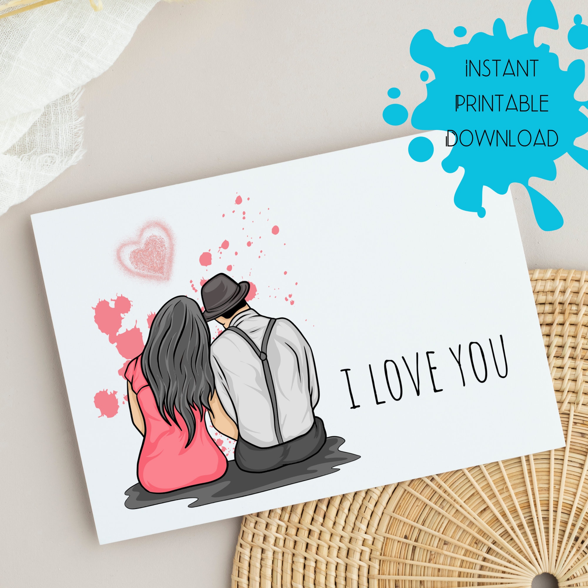 Printable I Love You Card, Instant Download Romance Card, Digital ...