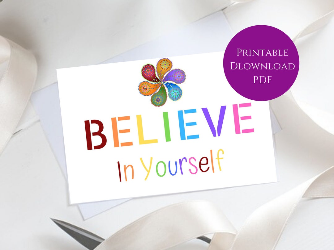 Believe in Yourself | Printable Believe Card | Inspirational Card | Law ...