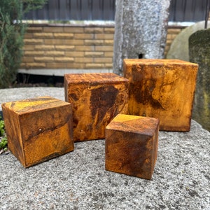 Handmade Rusty Metal Cubes Set – Minimalist Garden Sculpture, Modern ...