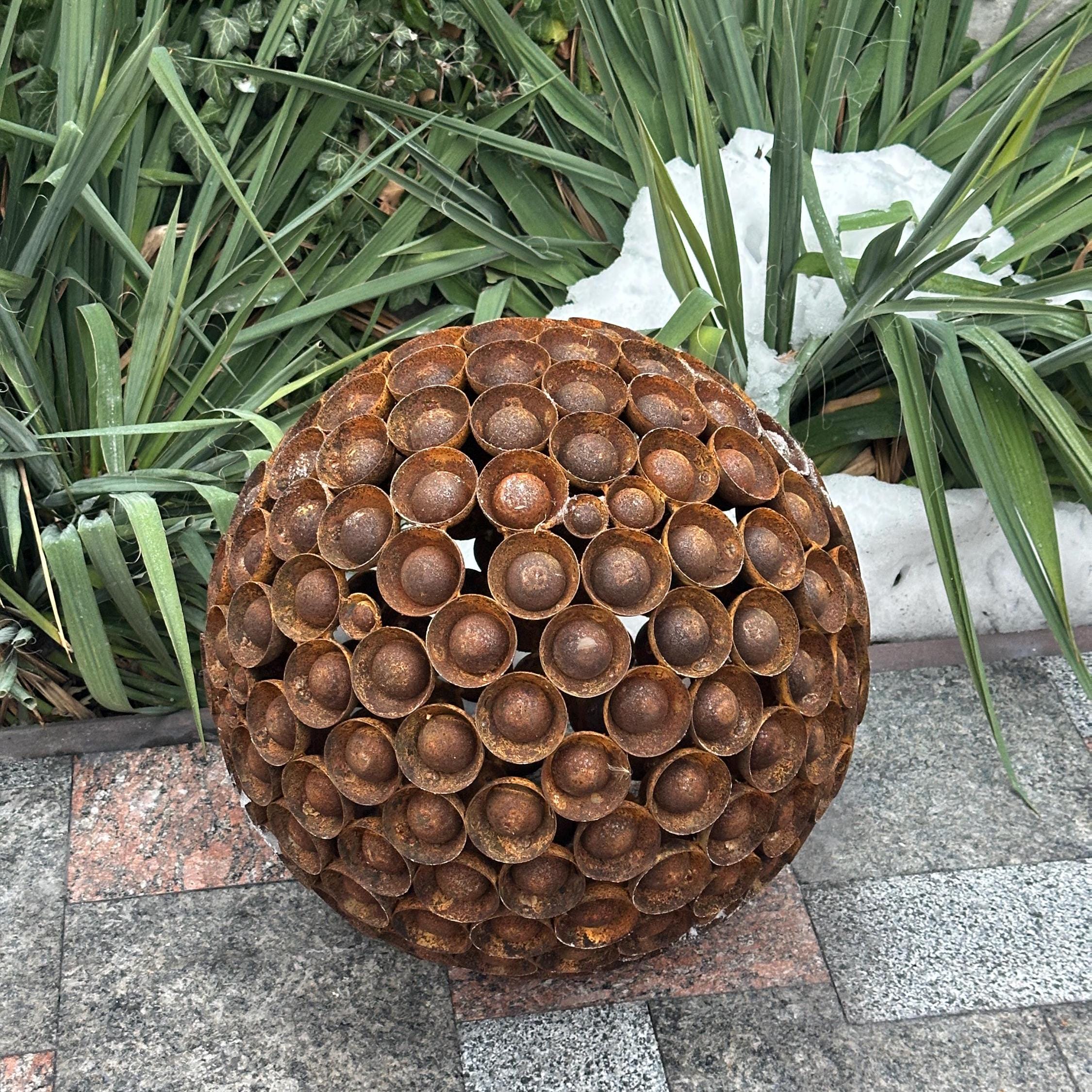 Rusty Metal Ball Sculpture, 20'' Diameter, Garden Art Sphere, Handmade ...