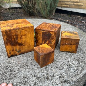 Handmade Rusty Metal Cubes Set – Minimalist Garden Sculpture, Modern ...
