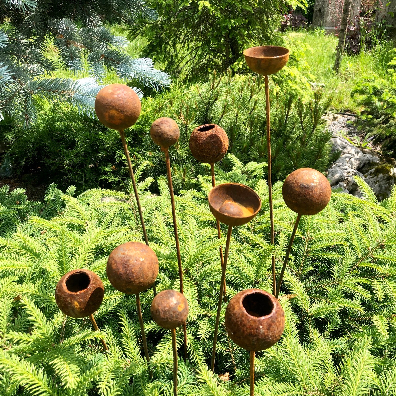 Rusty Flowers Set of 10 Flowers Garden Decor Metal Rain - Etsy