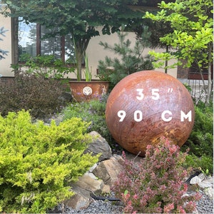 Big 35” Rusty Metal Sphere – Outdoor Garden Decor, Zen Garden Globe ...