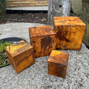 Handmade Rusty Metal Cubes Set – Minimalist Garden Sculpture, Modern ...