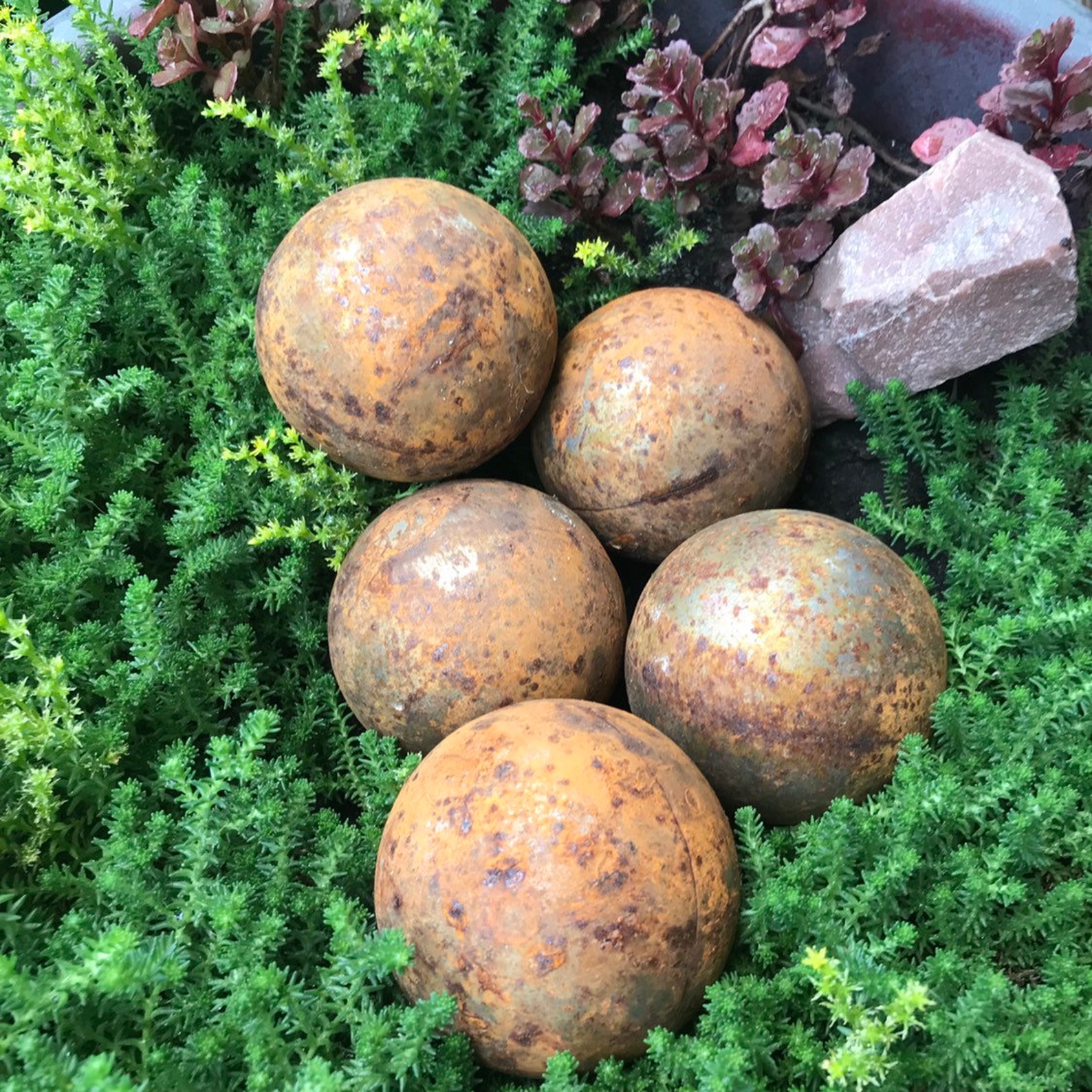 Rusty 35 Metal Balls Set Garden Decor Garden Art Rusty | Etsy