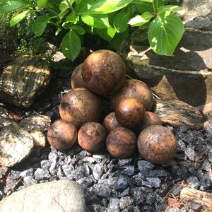 Rusty Metal Balls Set, Garden Decor, Garden Art, Rusty Metal Art, Rusty ...