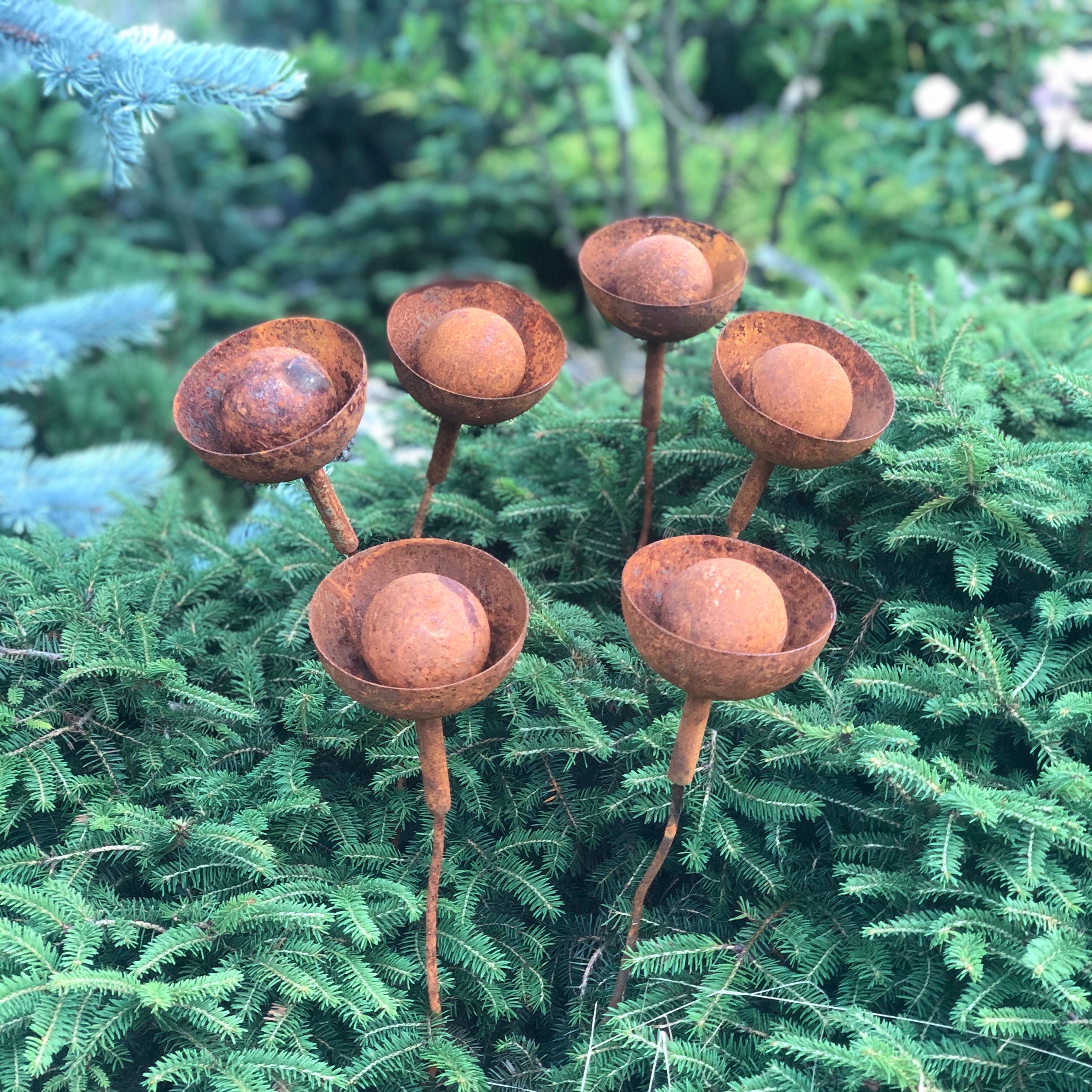 Rusty Flowers Set of 6 Metal Garden Decor 6 Rusty Flowers - Etsy