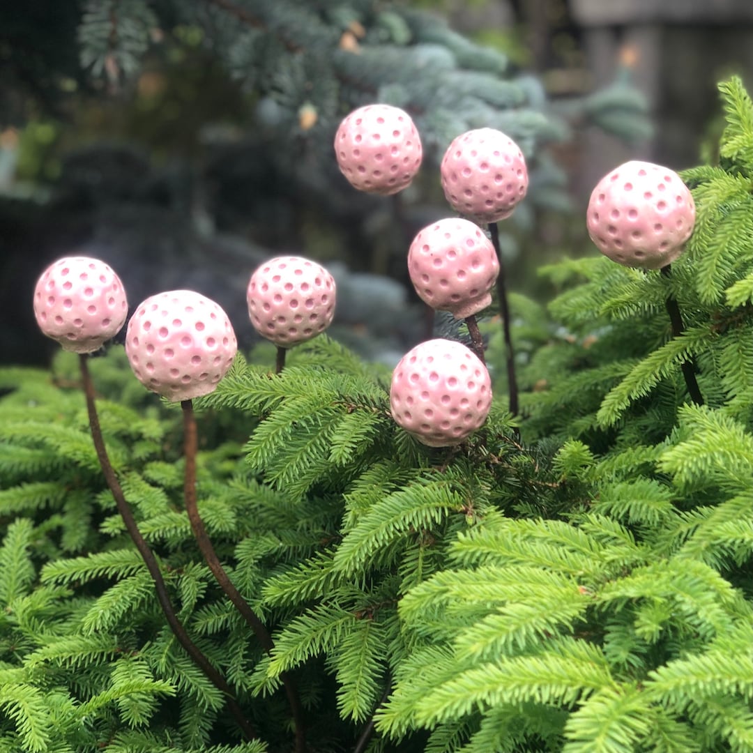 Flower Garden Stakes, Garden Art Sculpture, Set of 8 Ceramic Garden ...
