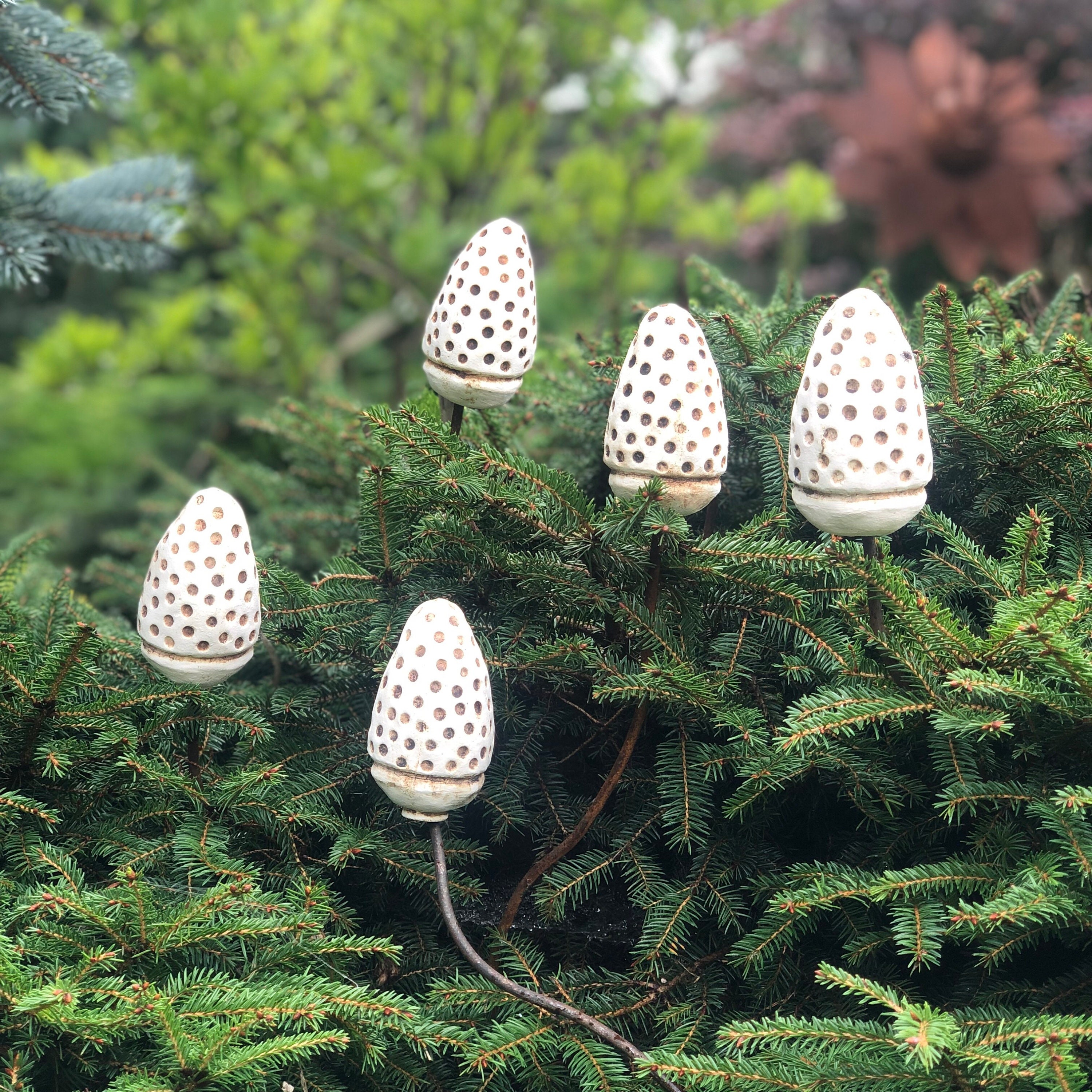 Garden Stakes Garden Art Sculpture Set of 5 Ceramic Flowers - Etsy