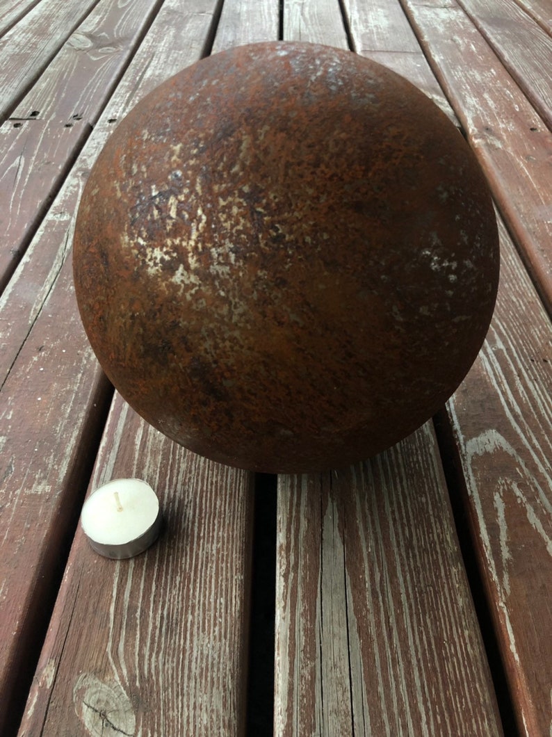 Rusty Garden Sphere, Garden Art Decor, 6" Metal Sphere, Outdoor Decor ...