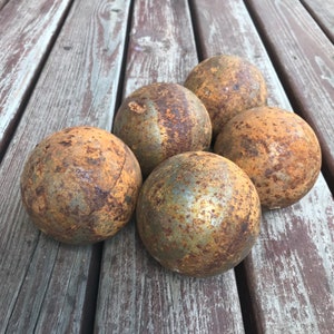 Rusty 3,5” Metal Balls Set, Garden Decor, Garden Art, Rusty Metal Ball ...