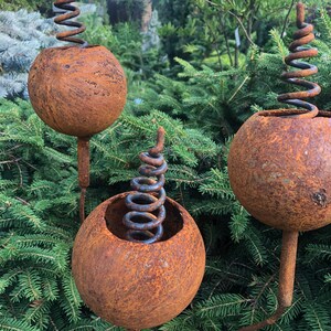 Rusty Flowers Set of 3, Rustic Garden Decor, Metal Garden Decor, Metal ...