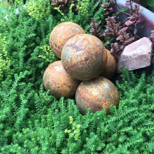 Rusty 3,5” Metal Balls Set, Garden Decor, Garden Art, Rusty Metal Ball ...