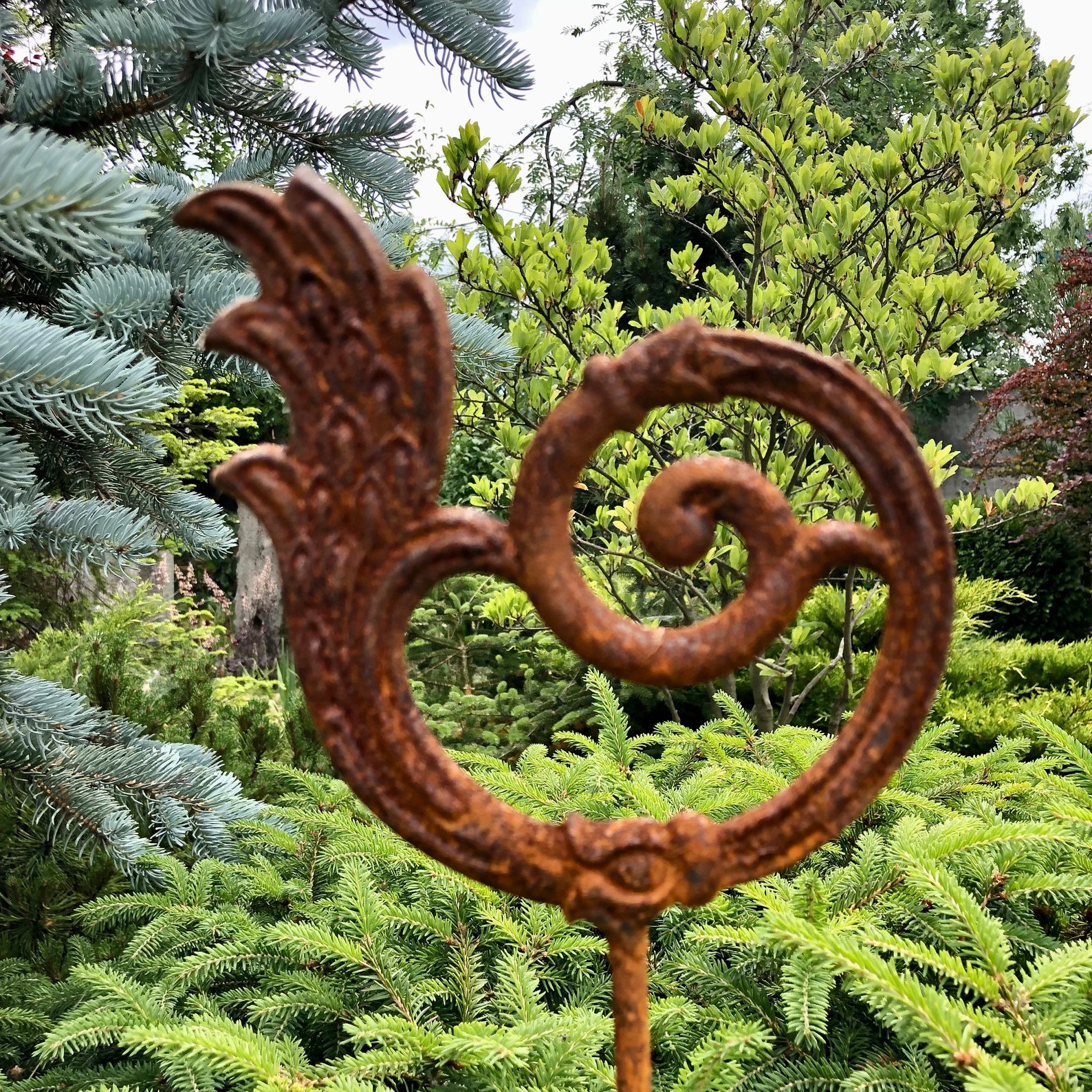 Rusty Metal Garden Stakes Rusty Garden Finial Metal Garden - Etsy
