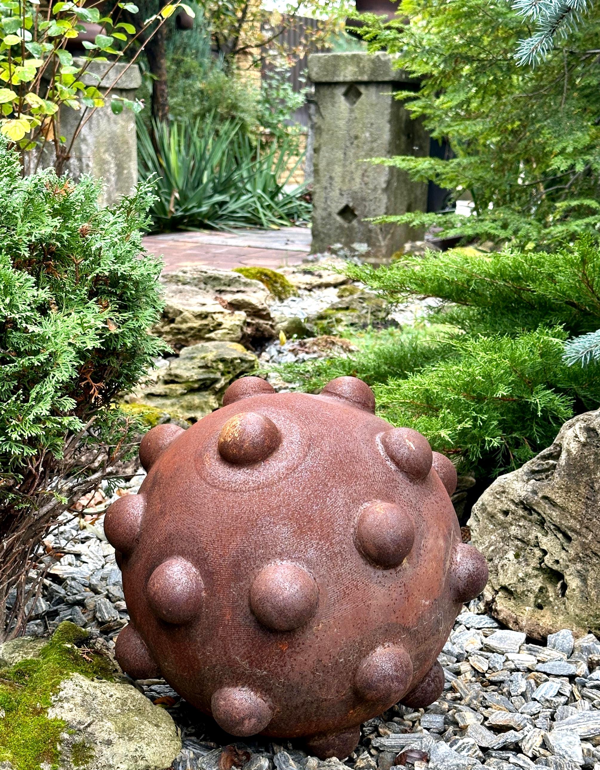 Rusty Corten Steel Garden Sphere - Modern Outdoor Sculpture, 16'' - Etsy