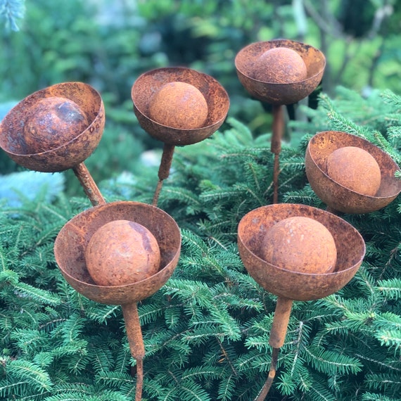 Rusty Flowers Set of 6 Metal Garden Decor 6 Rusty Flowers | Etsy