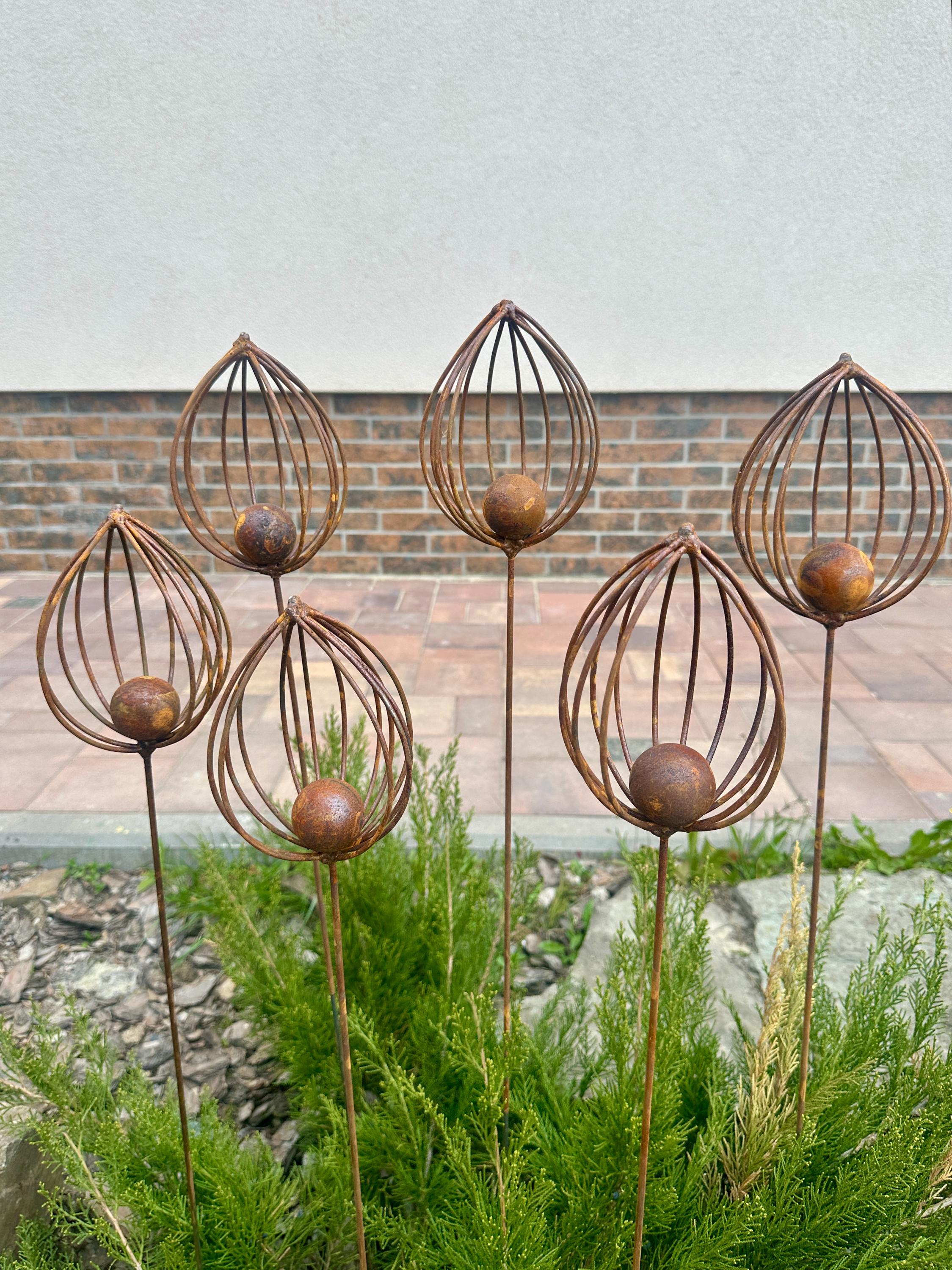 Rustic Metal Garden Finial Stakes, Weathered Corten Steel, Set of 6 - Etsy