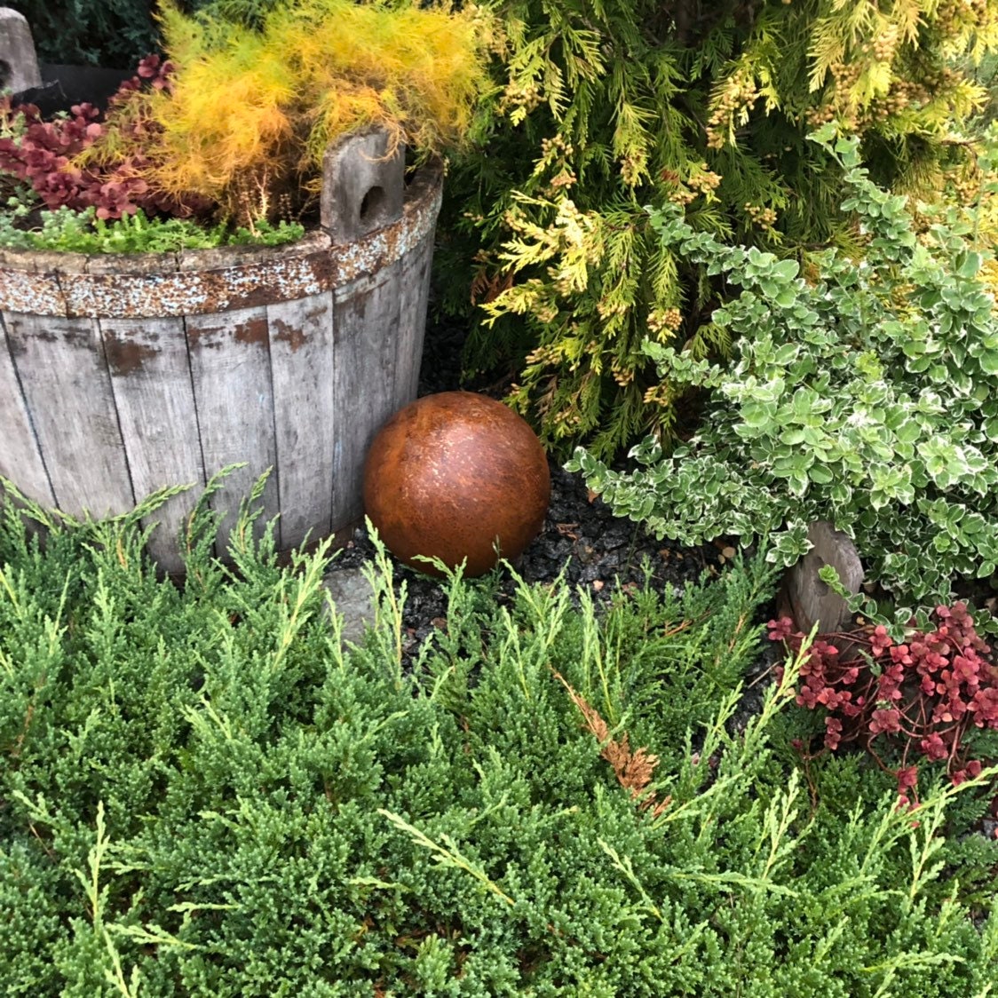 Rusty Garden Sphere, Garden Art Decor, 6" Metal Sphere, Outdoor Decor ...