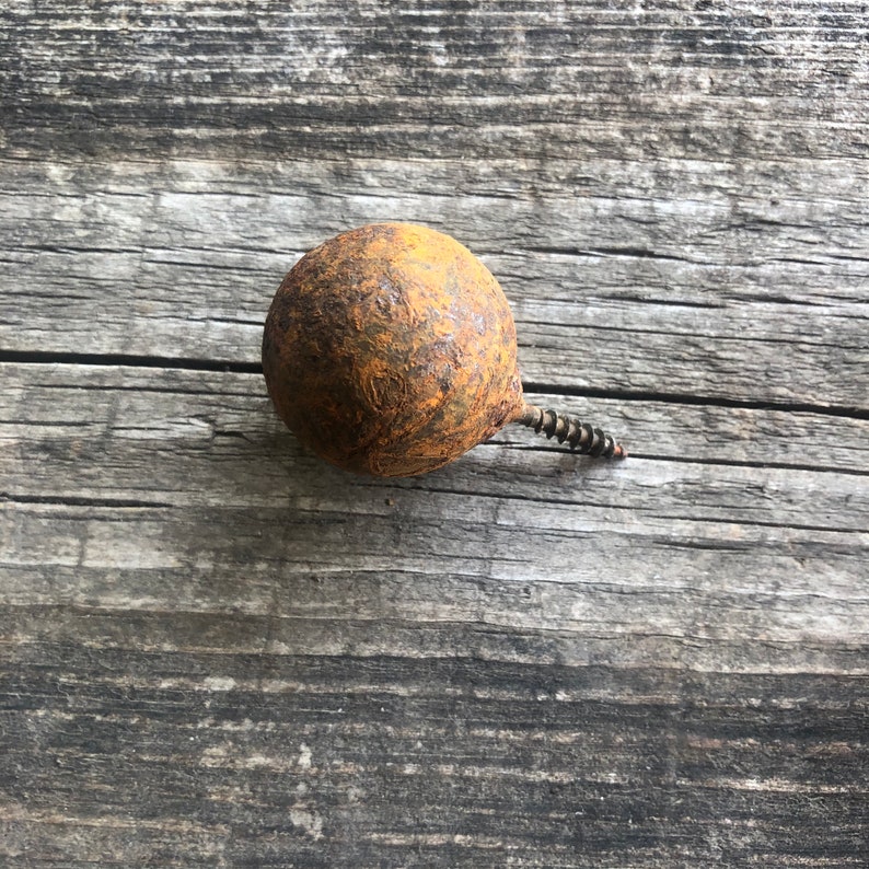 Handcrafted Rusty Metal Ball With Screw Installation – Unique Wall or ...