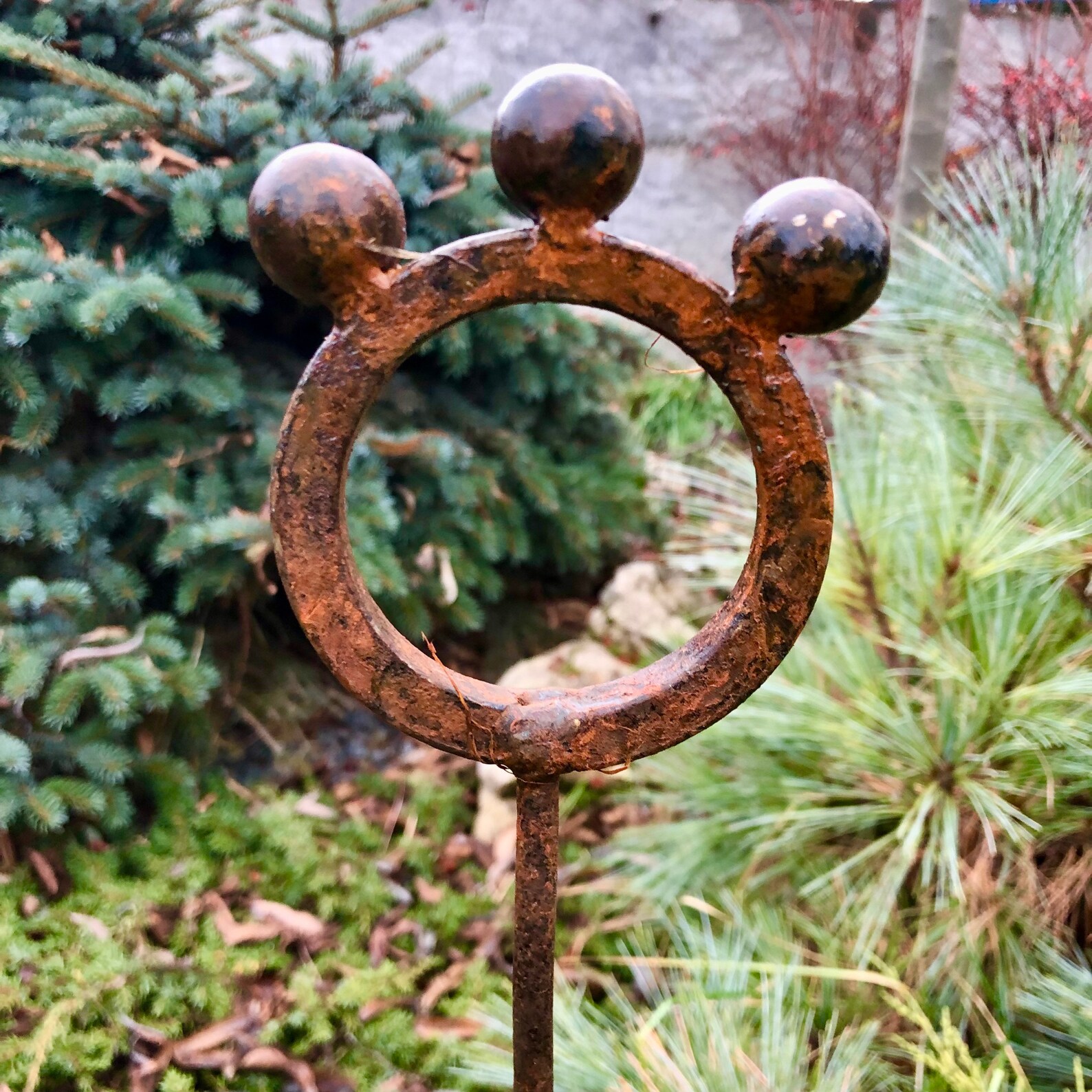 Set of 3 Rusty Metal Garden Stakes Rusty Garden Finials - Etsy