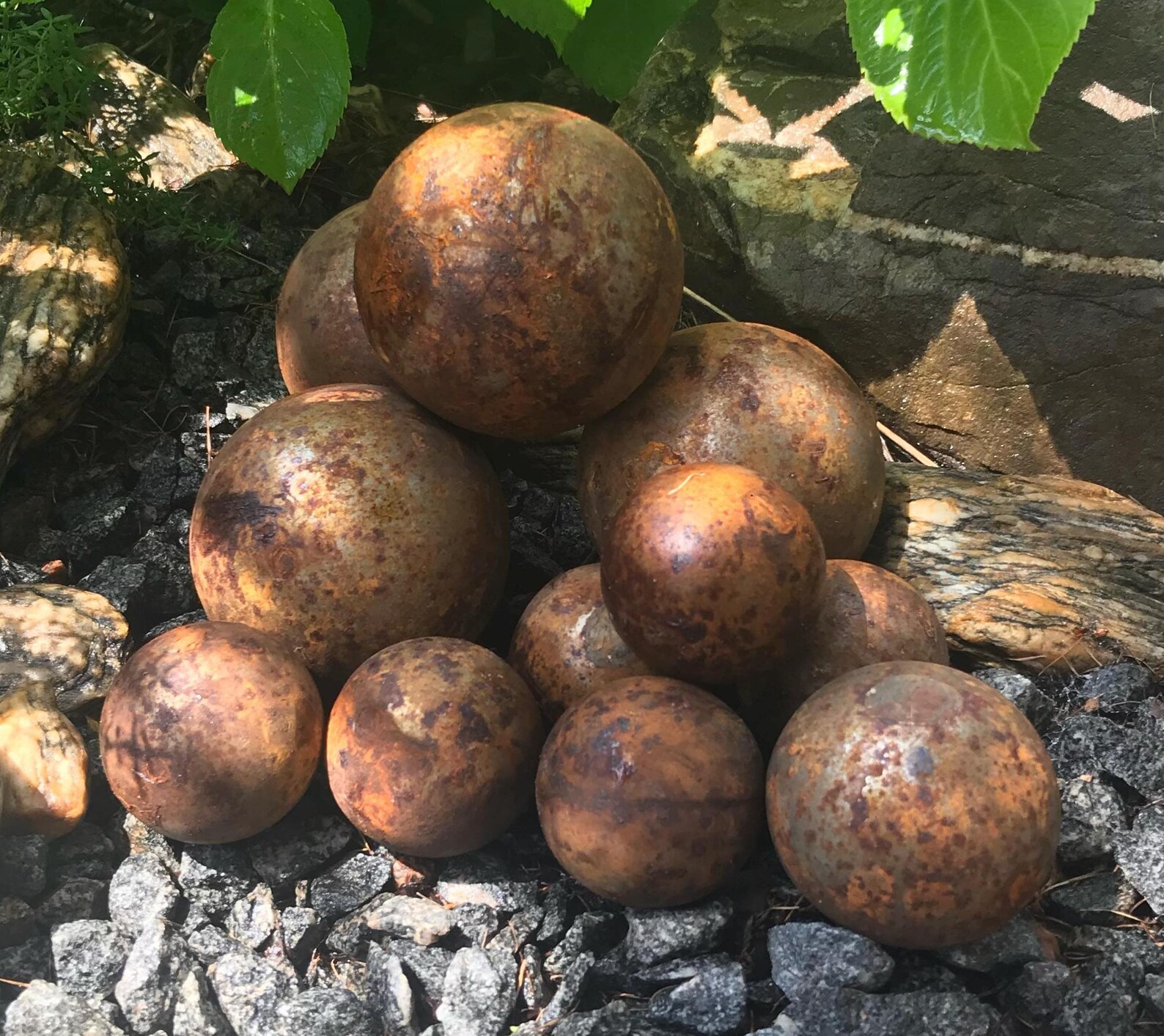 Rusty Metal Balls Set, Garden Art Decor, Metal Garden Sphere, Outdoor ...