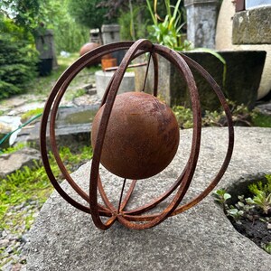 12” Rusty Metal Sphere – Outdoor Garden Decor, Weathered Steel Ornament ...
