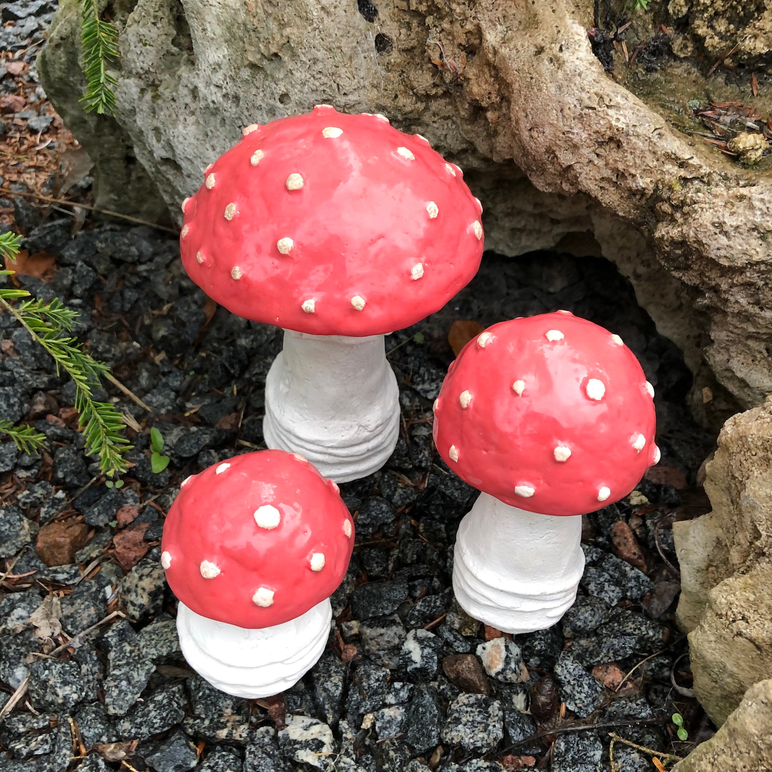 Ceramic mushrooms 3 ceramic mushrooms Garden art sculpture | Etsy