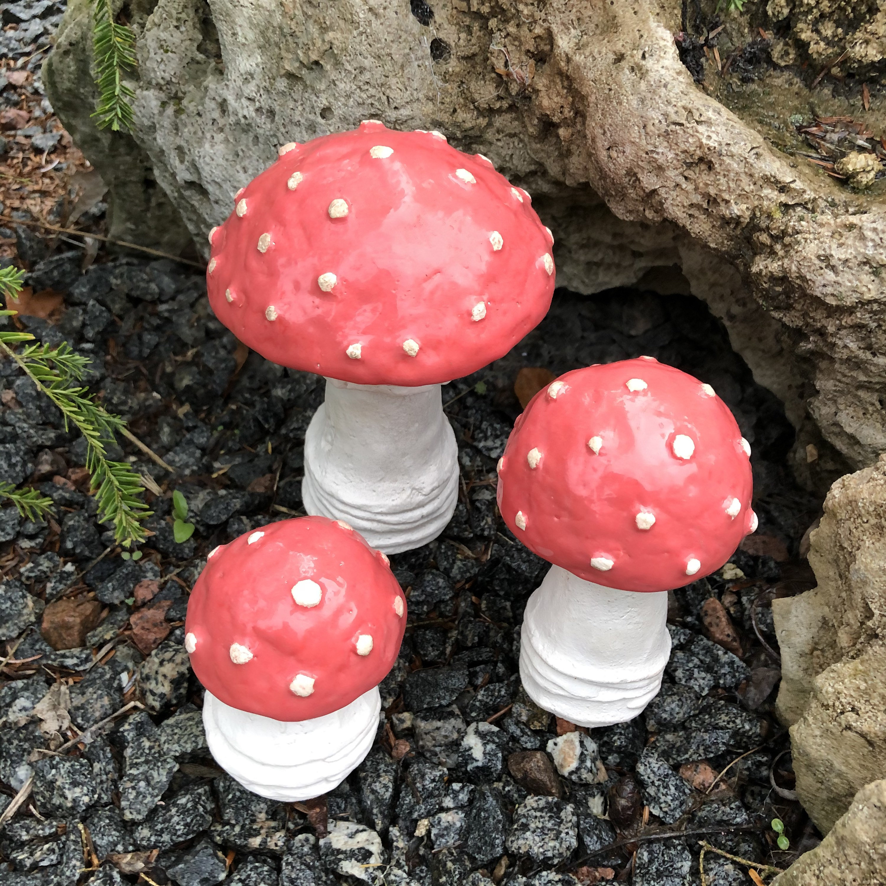 Ceramic mushrooms 3 ceramic mushrooms Garden art sculpture | Etsy