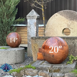 Big 20” Rusty Metal Sphere – Outdoor Garden Decor, Zen Garden Globe ...