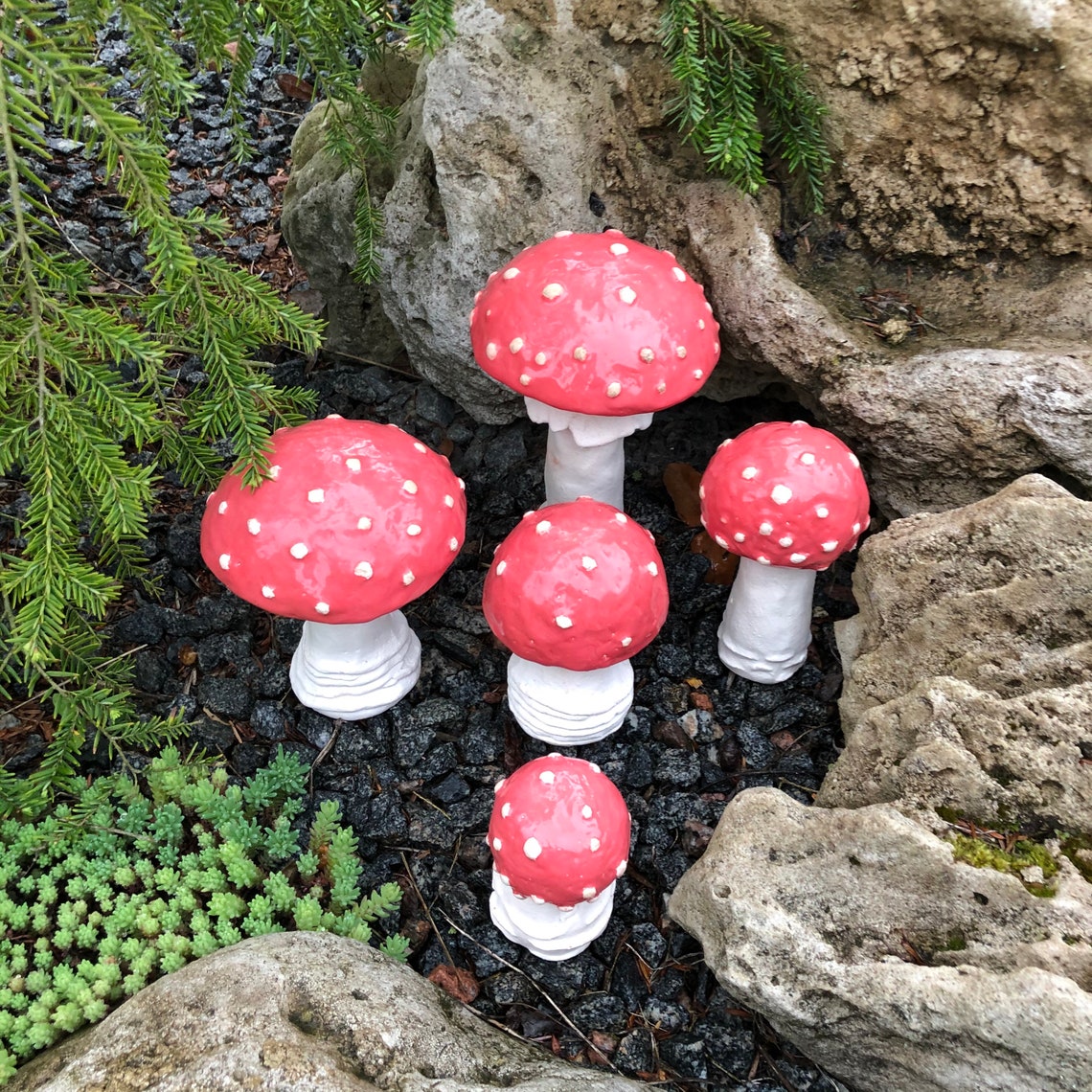 Ceramic mushrooms 5 ceramic mushrooms Garden art sculpture | Etsy