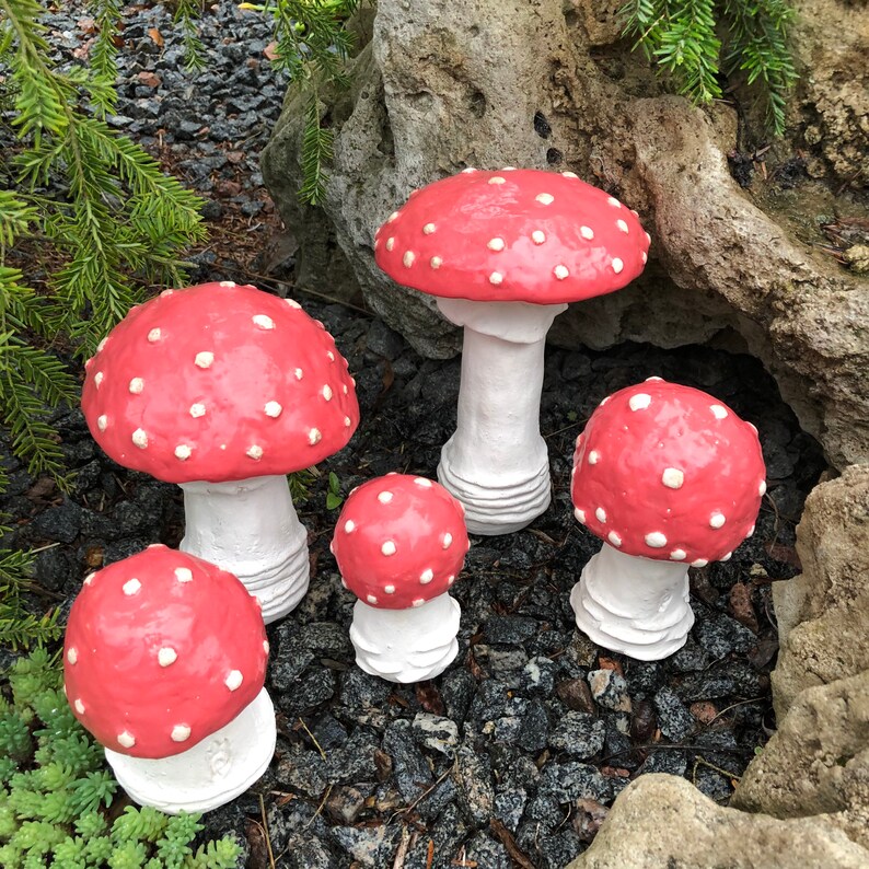 Ceramic Mushrooms 5 Ceramic Mushrooms Garden Art Sculpture - Etsy