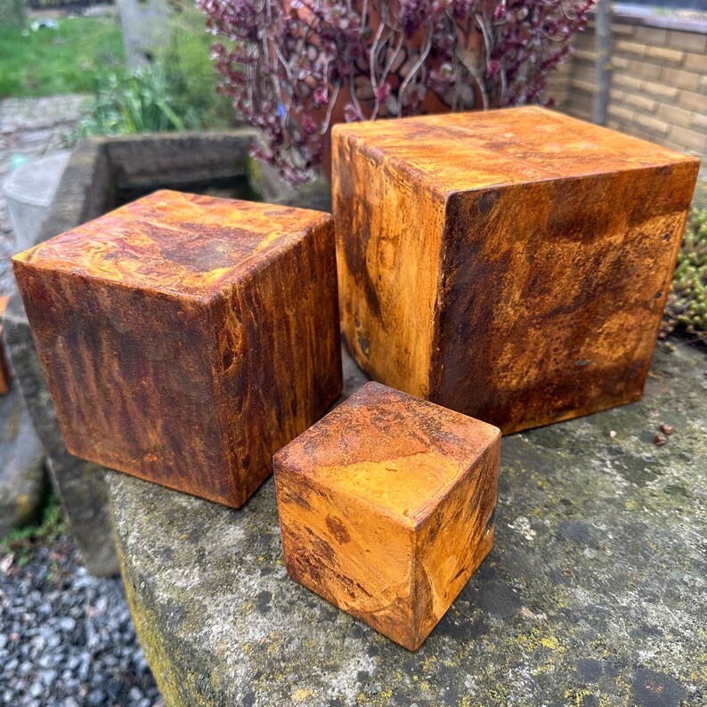 Zen Rusty Metal Cubes Set Outdoor Garden Decor Minimalist - Etsy