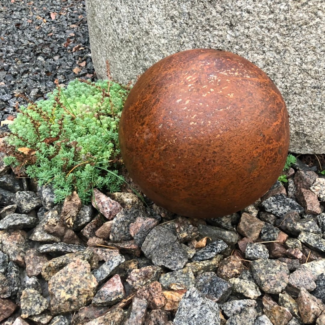 10” Garden Sphere, Garden Decor, Garden Art, Rusty Metal Ball Art ...