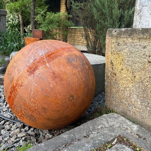 Big 20” Rusty Metal Sphere – Outdoor Garden Decor, Zen Garden Globe ...