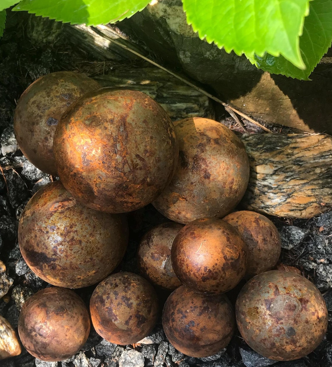Rusty Metal Balls Set, Garden Art Decor, Metal Garden Sphere, Outdoor ...