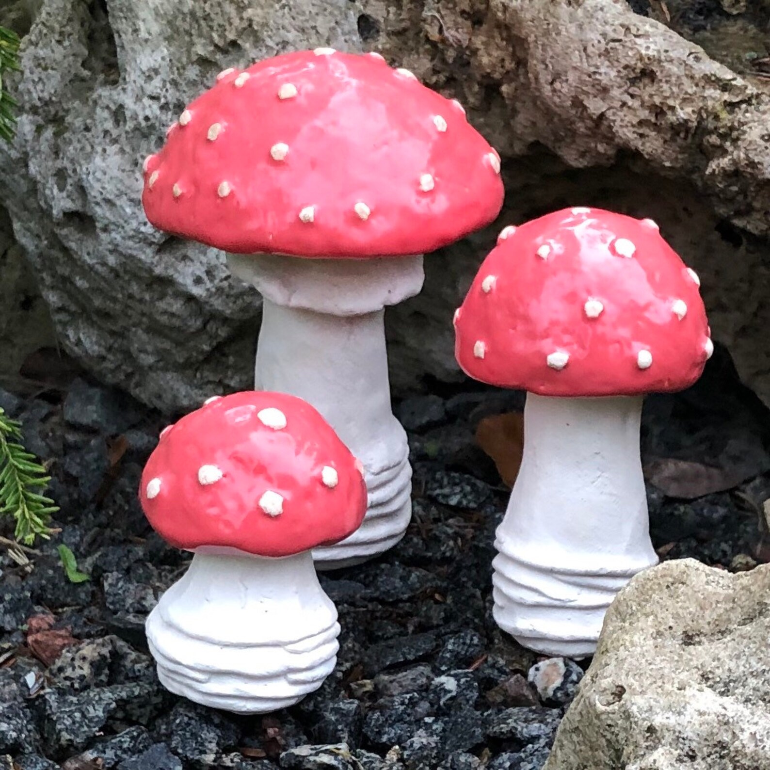 Ceramic mushrooms 3 ceramic mushrooms Garden art sculpture | Etsy