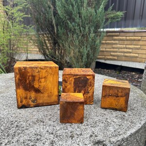 Handmade Rusty Metal Cubes Set – Minimalist Garden Sculpture, Modern ...