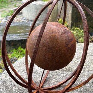12” Rusty Metal Sphere – Outdoor Garden Decor, Weathered Steel Ornament ...