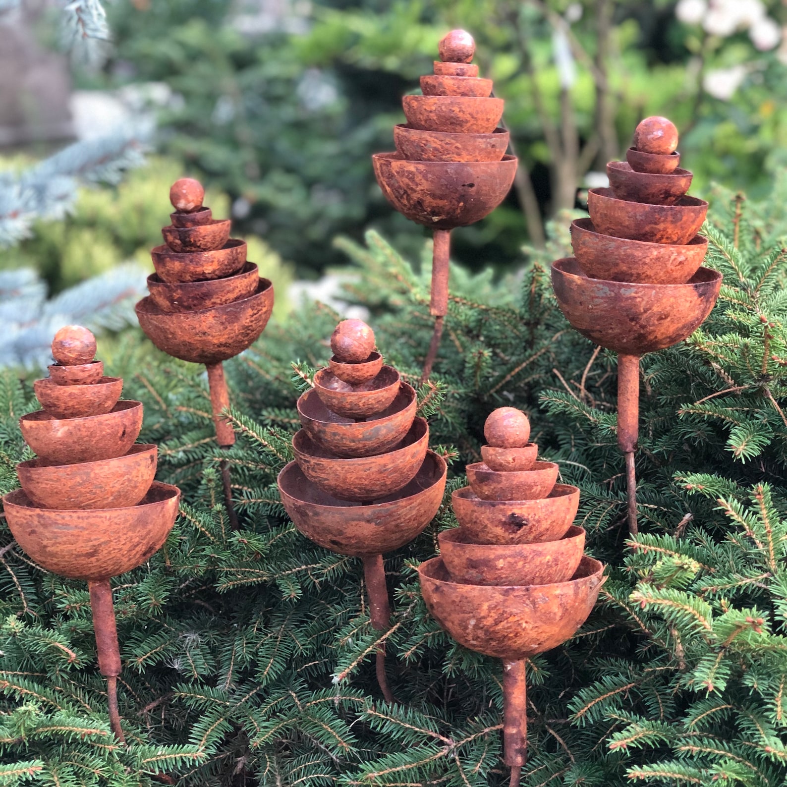 Rusty Flowers Set of 6 Metal Garden Decor 6 Rusty Flowers - Etsy