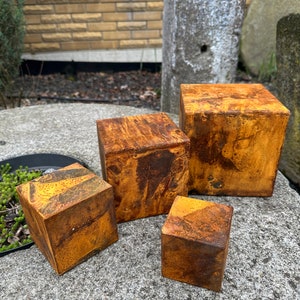 Handmade Rusty Metal Cubes Set – Minimalist Garden Sculpture, Modern ...