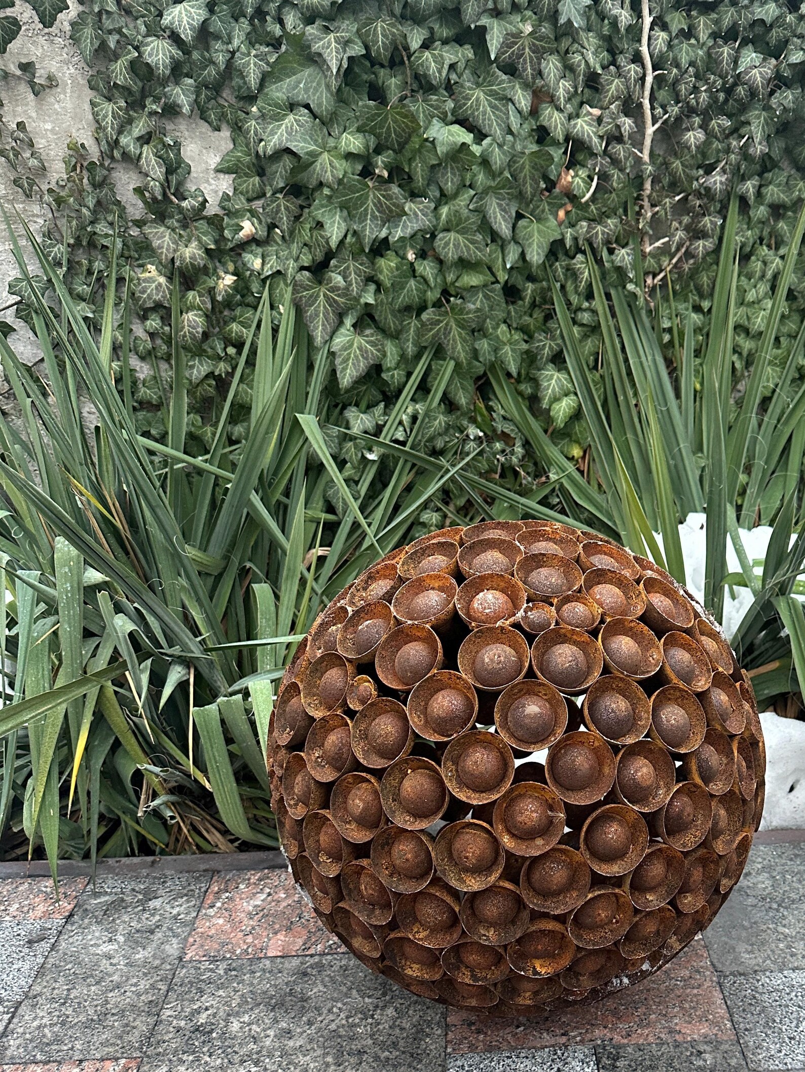 Rusty Metal Ball Sculpture, 20'' Diameter, Garden Art Sphere, Handmade ...