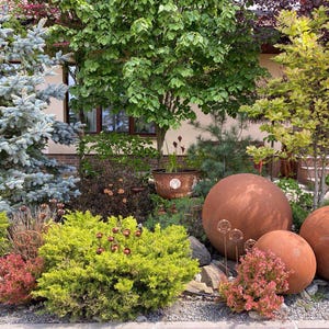 Big 35” Rusty Metal Sphere – Outdoor Garden Decor, Zen Garden Globe ...