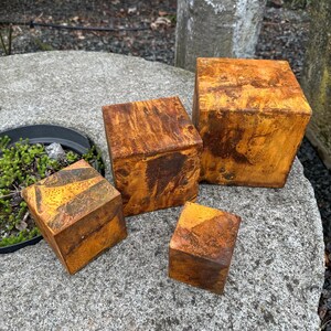 Handmade Rusty Metal Cubes Set – Minimalist Garden Sculpture, Modern ...