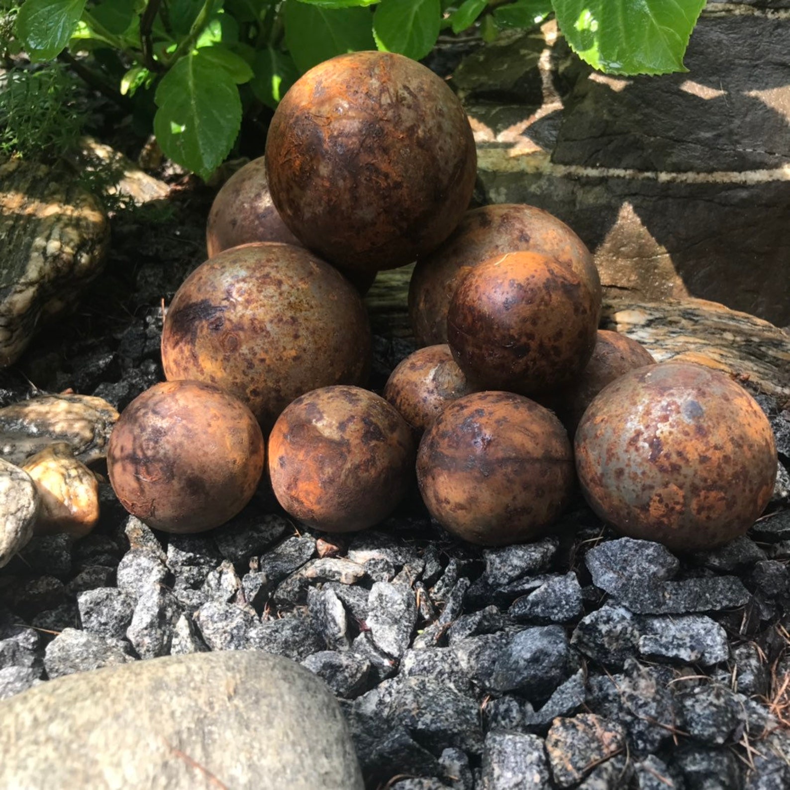 Rusty Metal Balls Set Garden Decor Garden Art Rusty Metal | Etsy