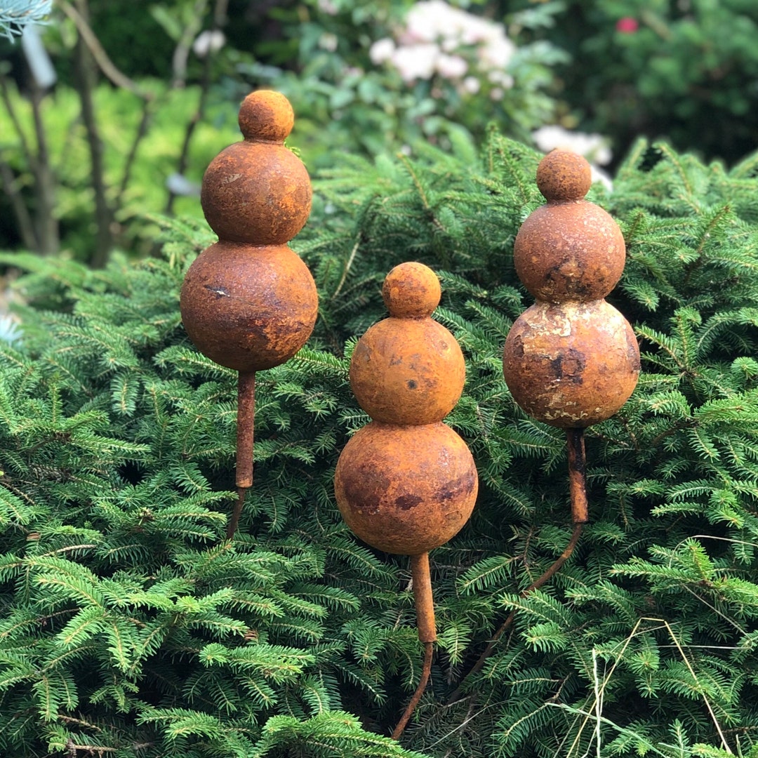 Rusty Flowers Set of 3 Rustic Garden Decor Metal Garden Decor Metal ...